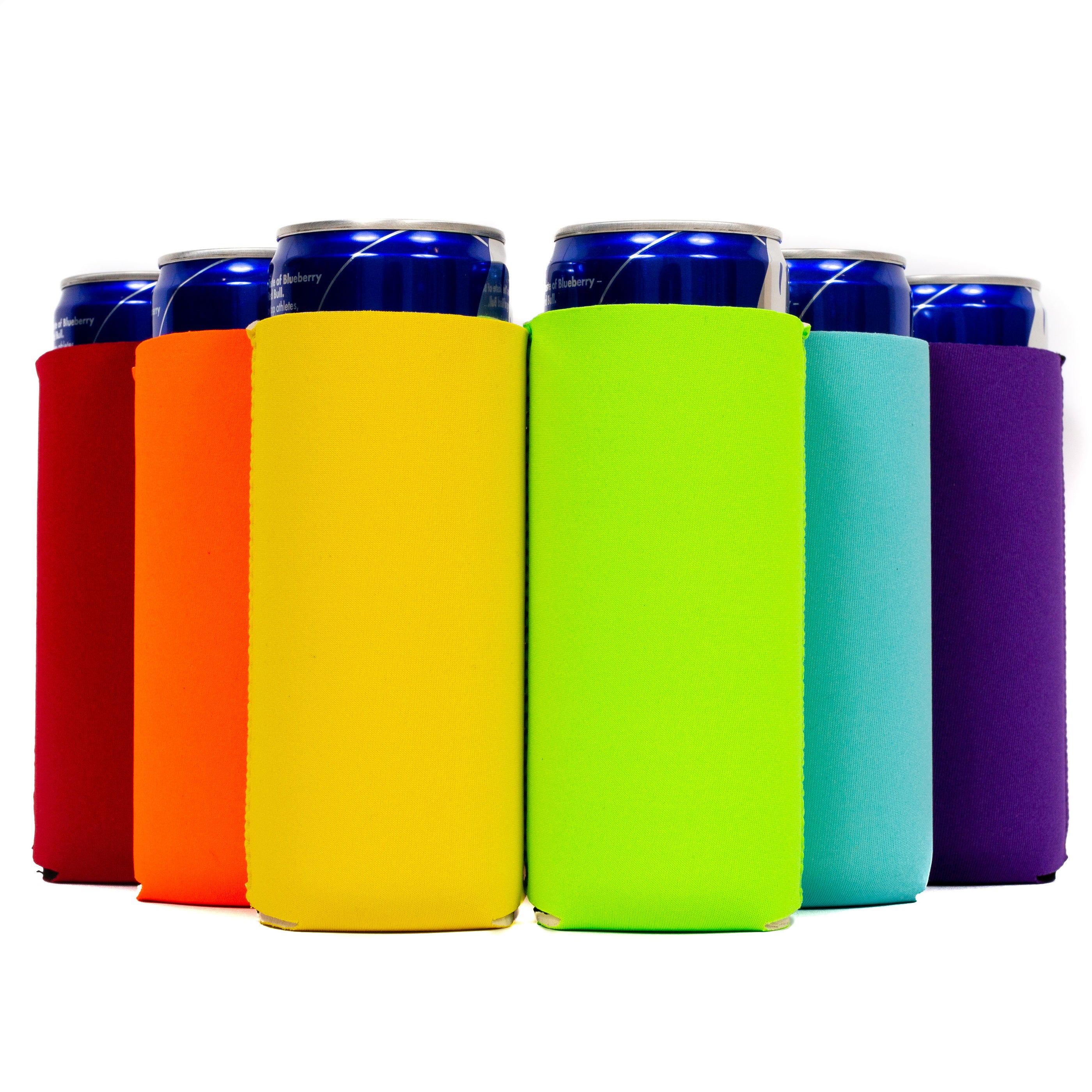 Rainbow Slim Can Cooler Sleeves, 12oz Neoprene 4mm Thick Set of 6 Multi ...