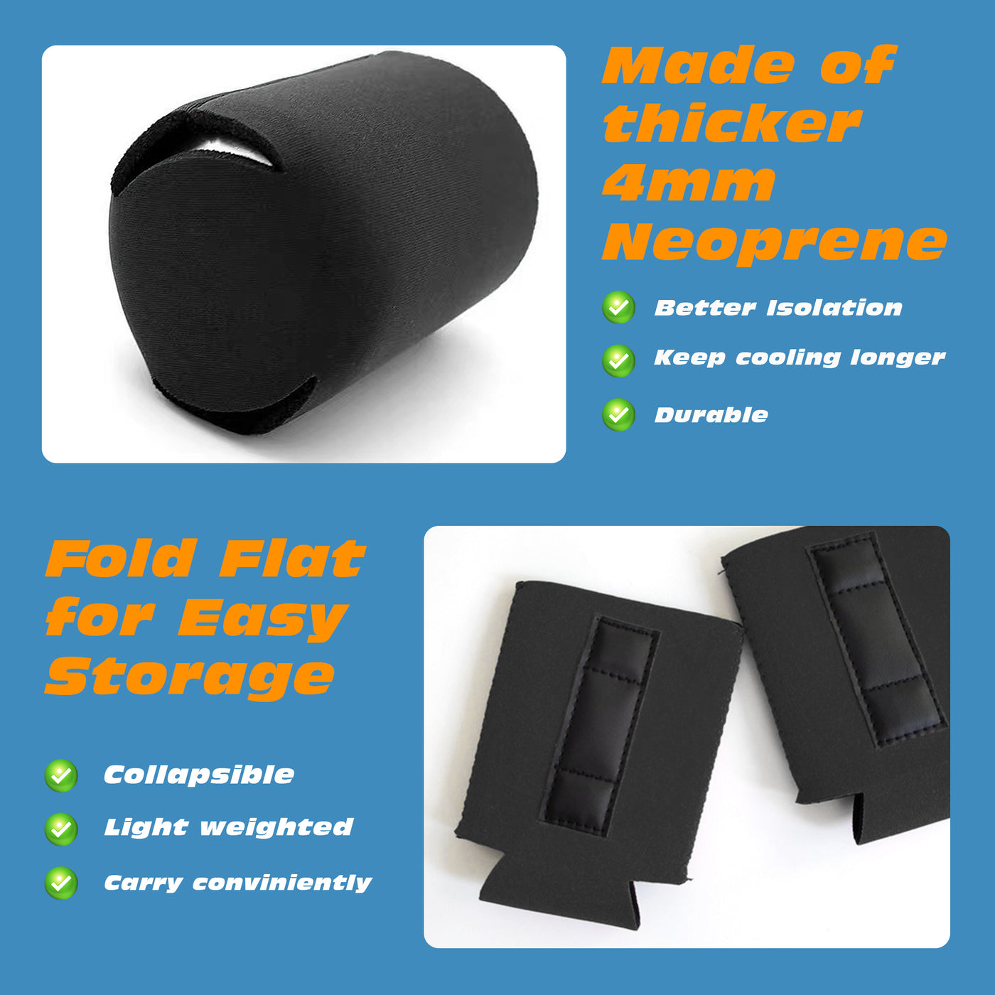 Magnetic Neoprene Can Cooler 12 oz Regular 4mm Thick - 2 Unit - 3 magn ...